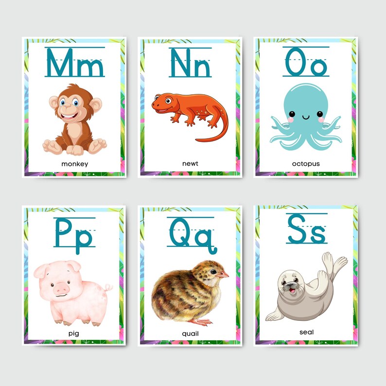 Animal Alphabet Flashcard Printable Animals Alphabet Cards for ...