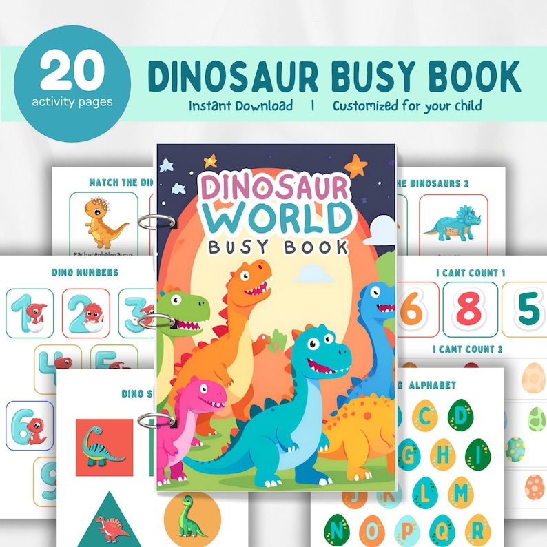 Dinosaur-themed Busy Book for Toddler Learning Activity Dinosaur ...