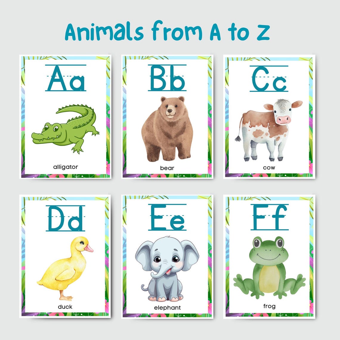 Animal Alphabet Flashcard Printable Animals Alphabet Cards for ...