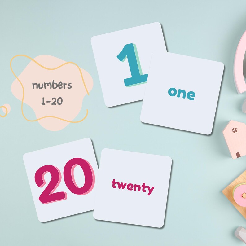 1-20 Number Flashcards Printable Counting Numbers Flash Cards for ...