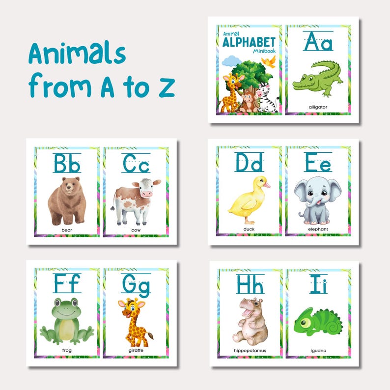 Animal Alphabet Flip Book Printable Animals Alphabet Minibook for ...