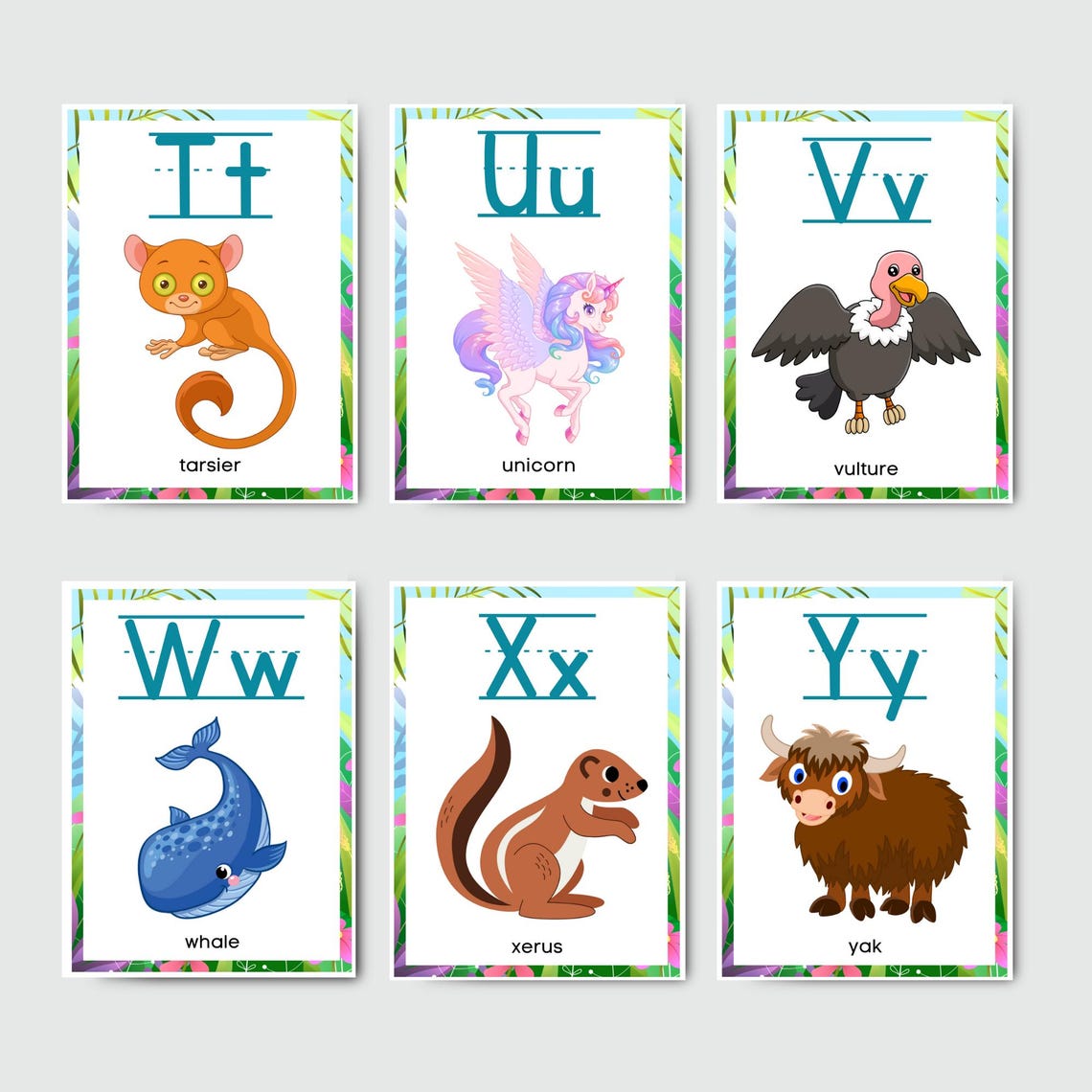 Animal Alphabet Flashcard Printable Animals Alphabet Cards for ...
