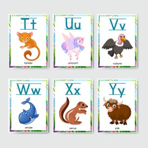 Animal Alphabet Flashcard Printable Animals Alphabet Cards for ...