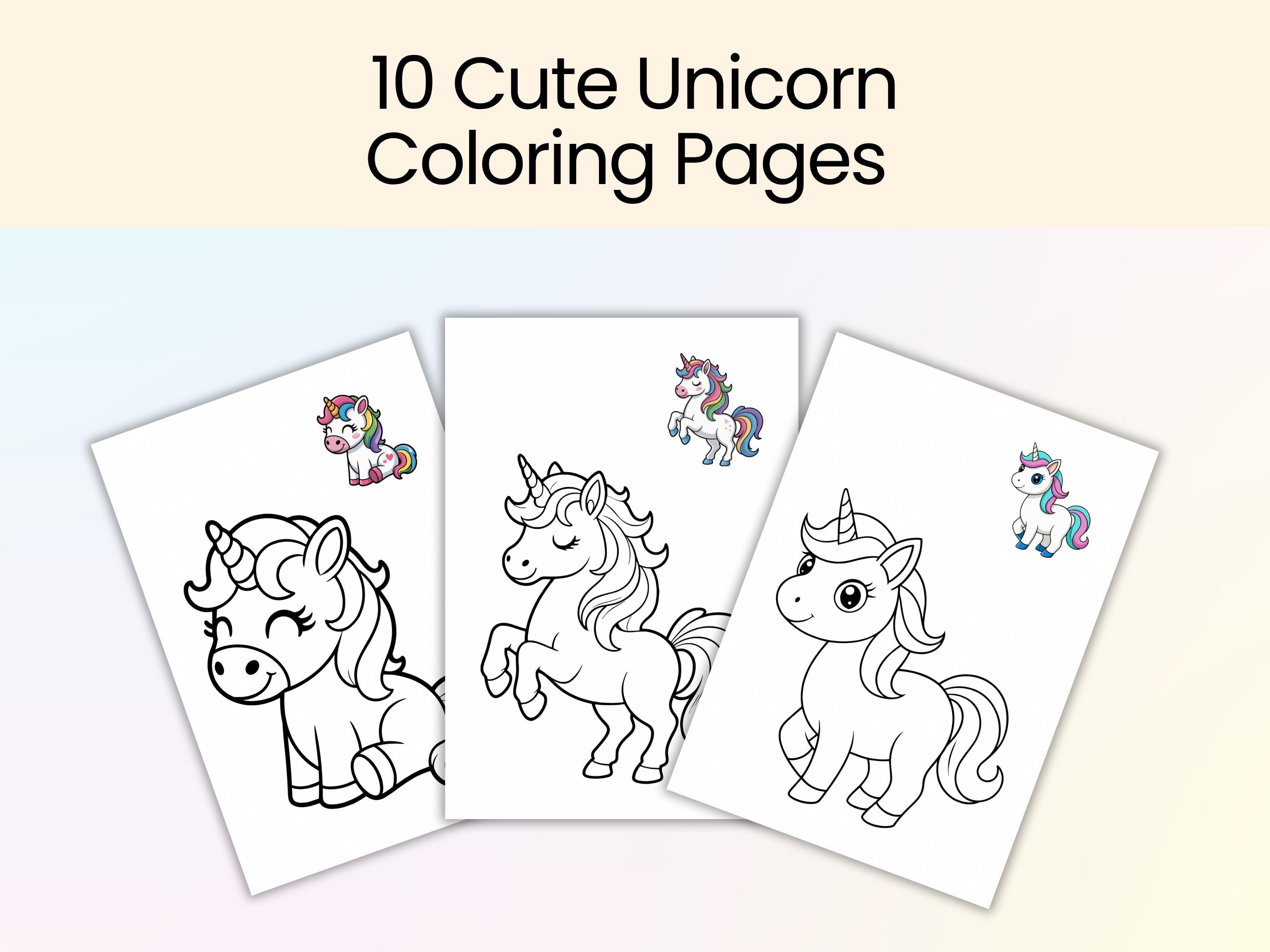 10 Cute Unicorn Coloring Pages With Color Guide: Magical Coloring ...