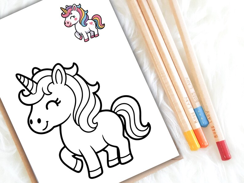 10 Cute Unicorn Coloring Pages With Color Guide: Magical Coloring ...