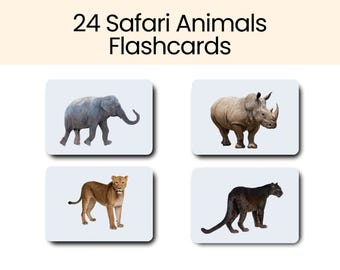 Safari Animals Flashcards: Real Photos of Safari Animals, Montessori ...