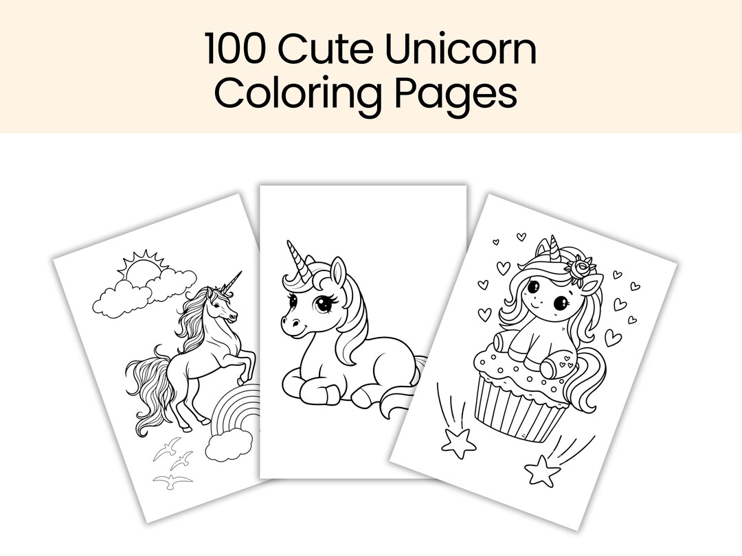 100 Unicorn Coloring Pages for Toddlers Colouring Book for Kids ...
