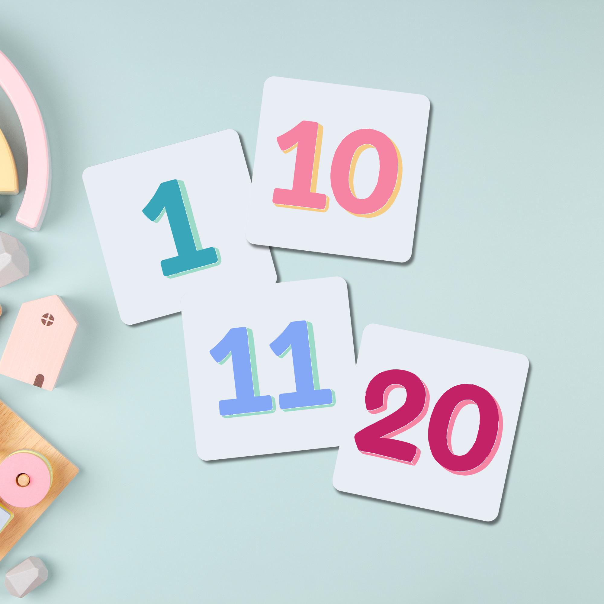 1-20 Number Flashcards Printable Counting Numbers Flash Cards for ...