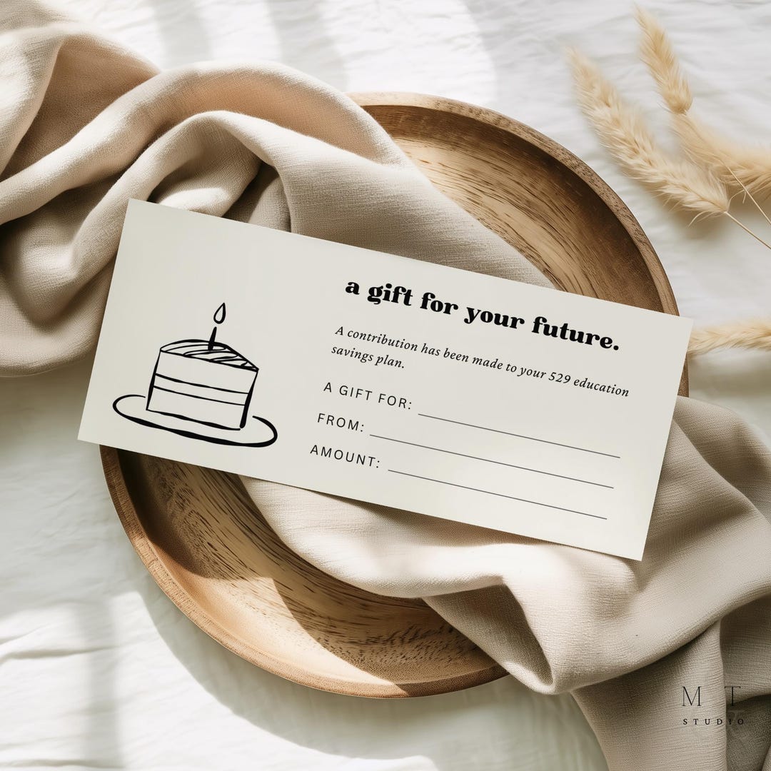 Minimalist 529 College Savings Gift Certificate Template (digital ...