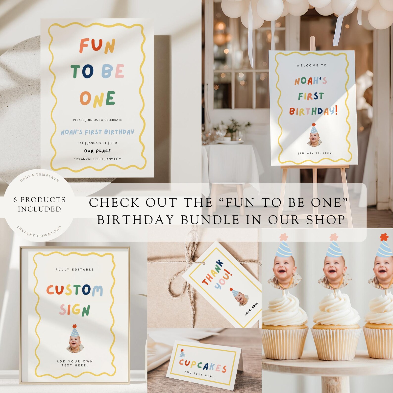 Custom Party Sign Template | Fun to Be ONE Theme Party Decor | Instant ...