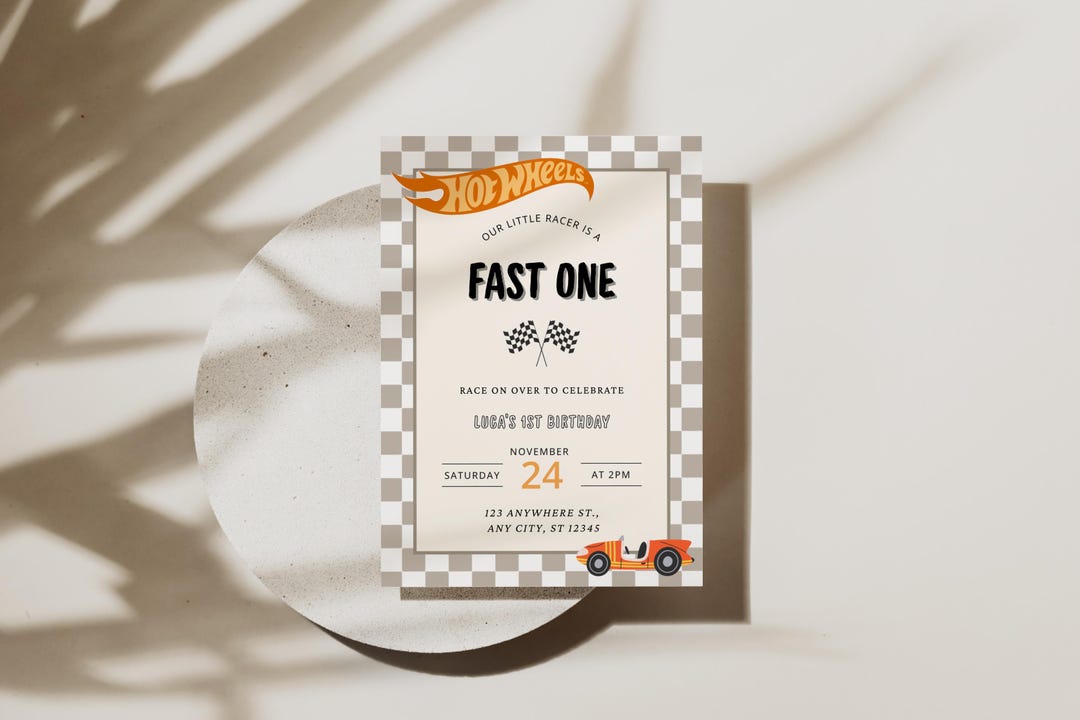 Editable Hot Wheels Inspired Birthday Invitation | Fast One Party ...