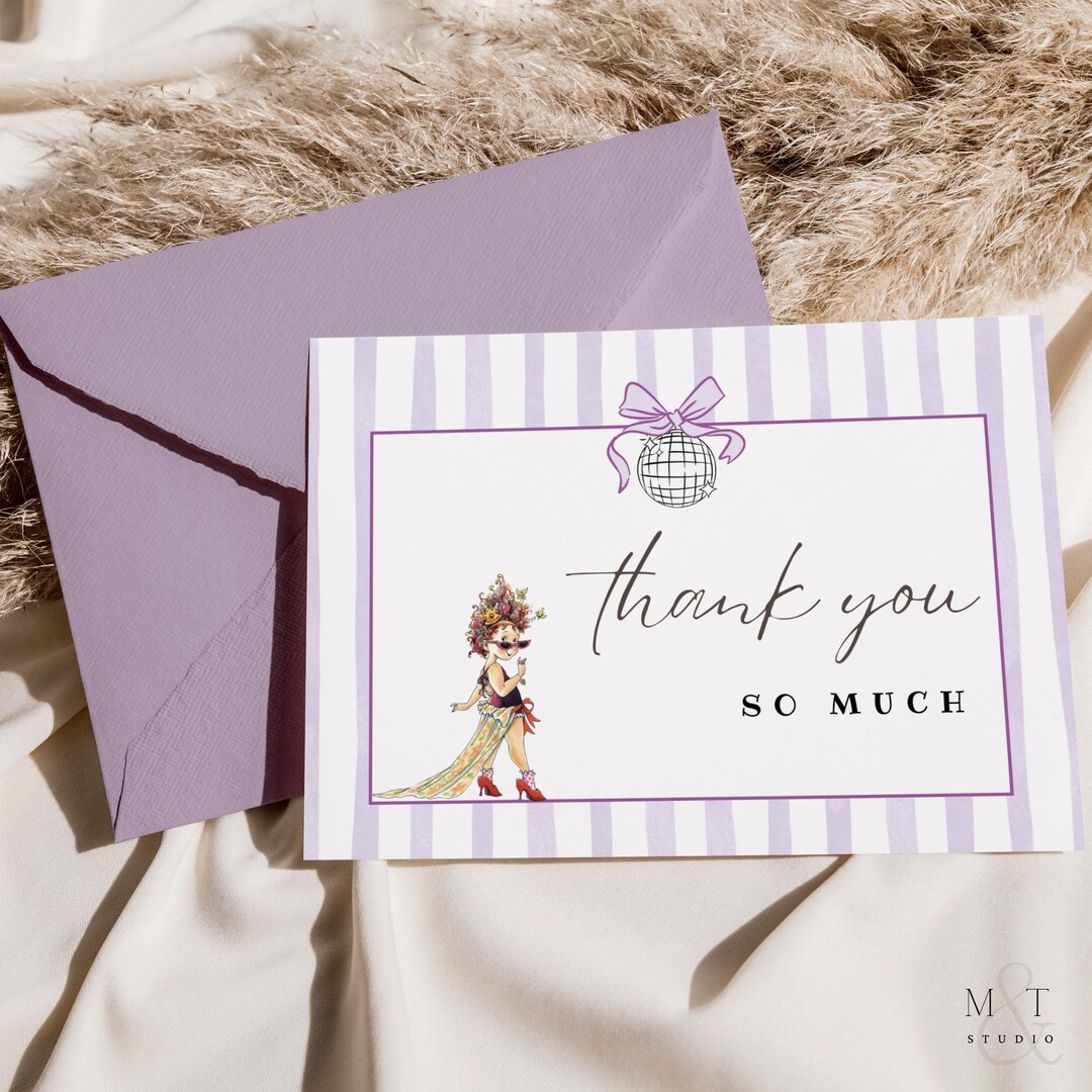 Fancy Nancy Birthday Thank You Card | Editable Card | Canva Template ...