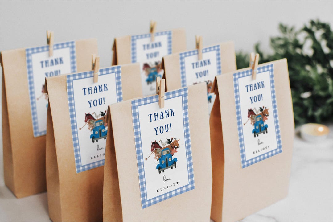 Birthday Thank You Gift Tag Template | Little Blue Truck Party Theme ...