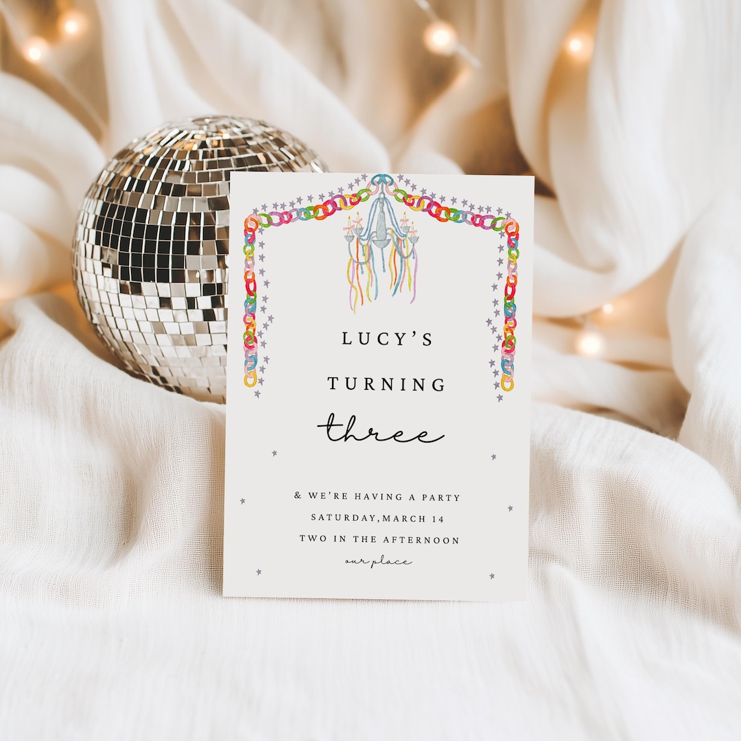 Whimsical Birthday Party Invitation | Editable Paper Chains and Stars ...