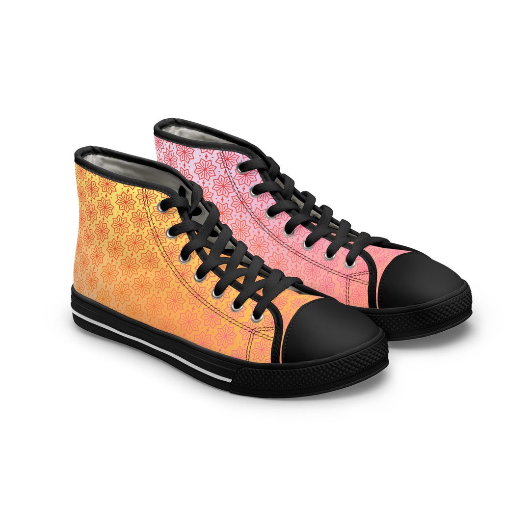 Women's High Top Sneakers All Over Print, Goa, Hippie, Ethno Look With ...