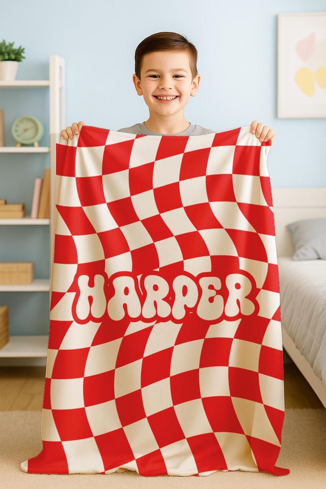 Personalized Checker Design Blanket , Custom Minky or Sherpa - Etsy