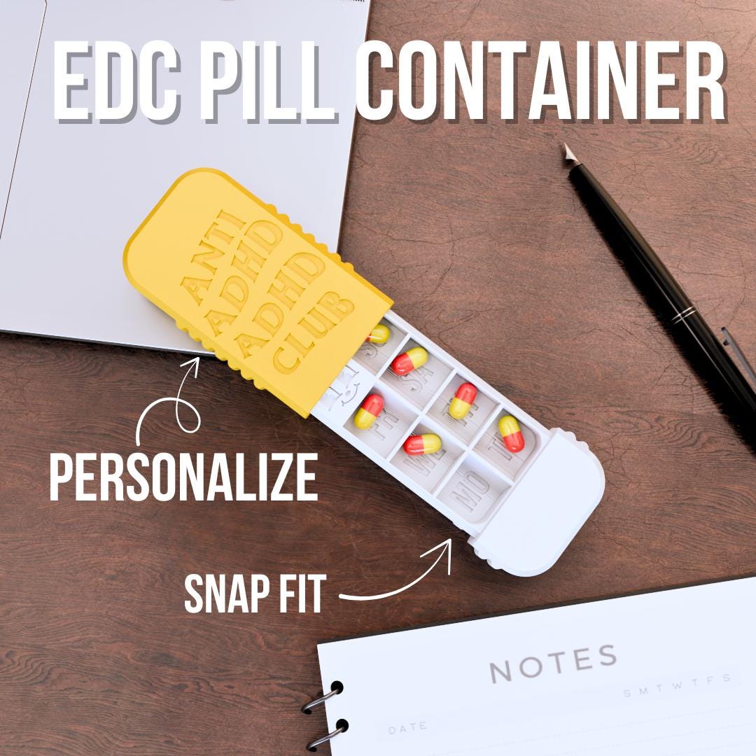 Pill Container - Custom Slide & Snap Travel Organizer | Opt. Anti ...