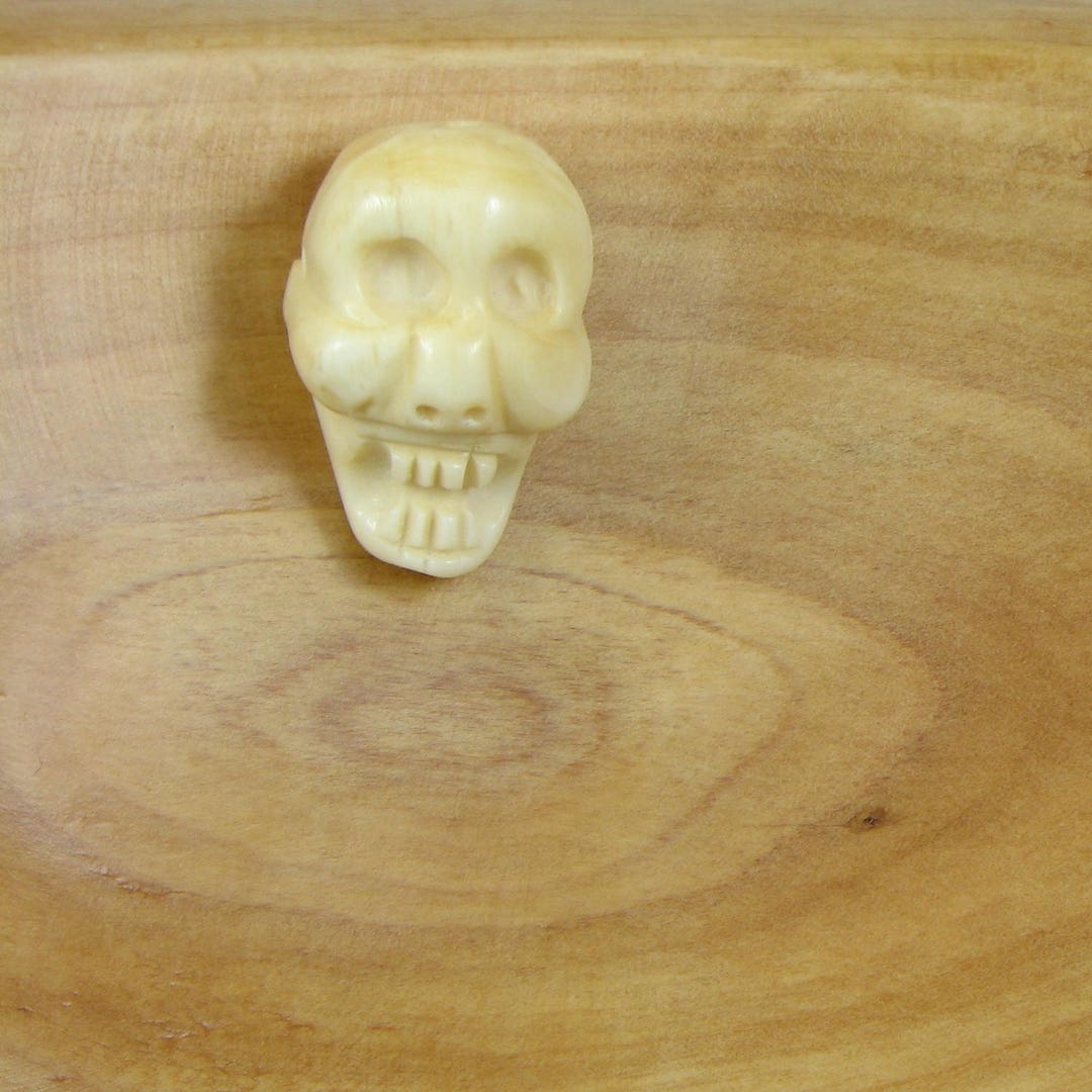 Carved Skull Bead -opaque Cream Chinese Jade - Laughing Skull - Unisex ...
