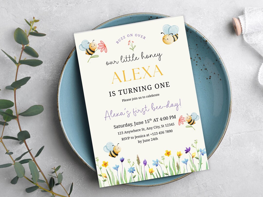 Bee First Birthday Invitation, Our Little Honey First Birthday ...