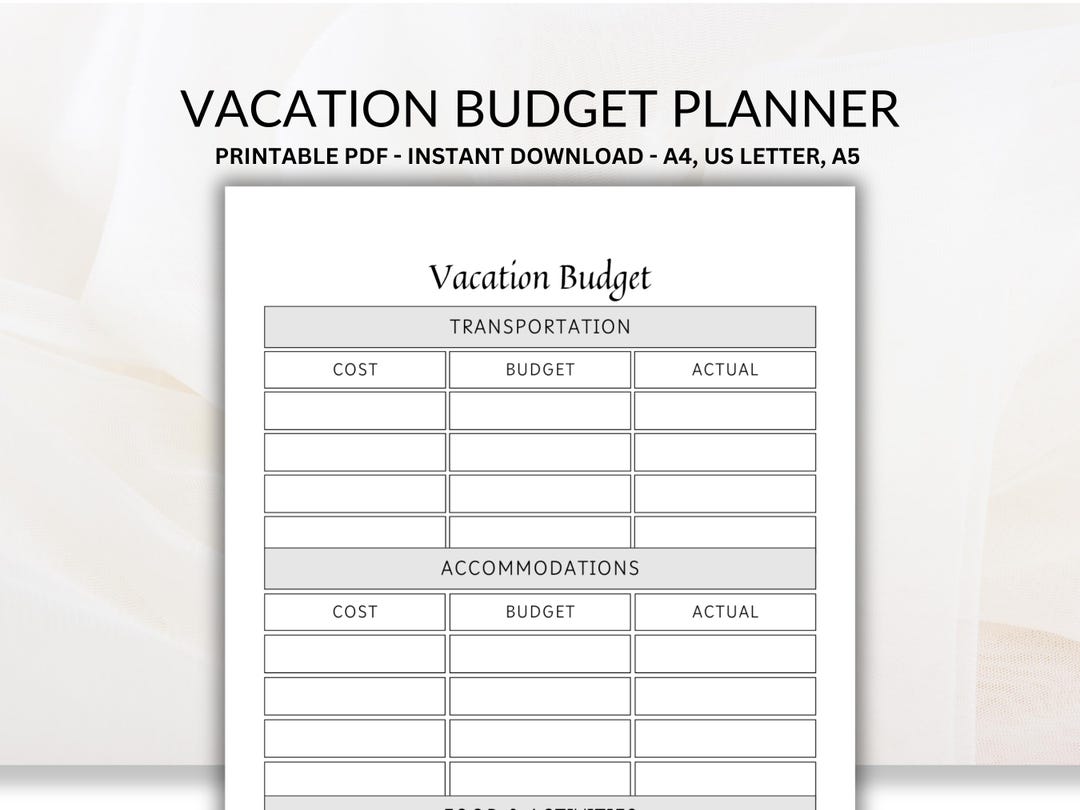 Travel Budget Planner, Family Vacation Budget Spreadsheet, Expense ...