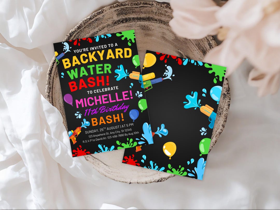 Water Balloon Birthday Invitation, Summer Splash, Editable Template ...