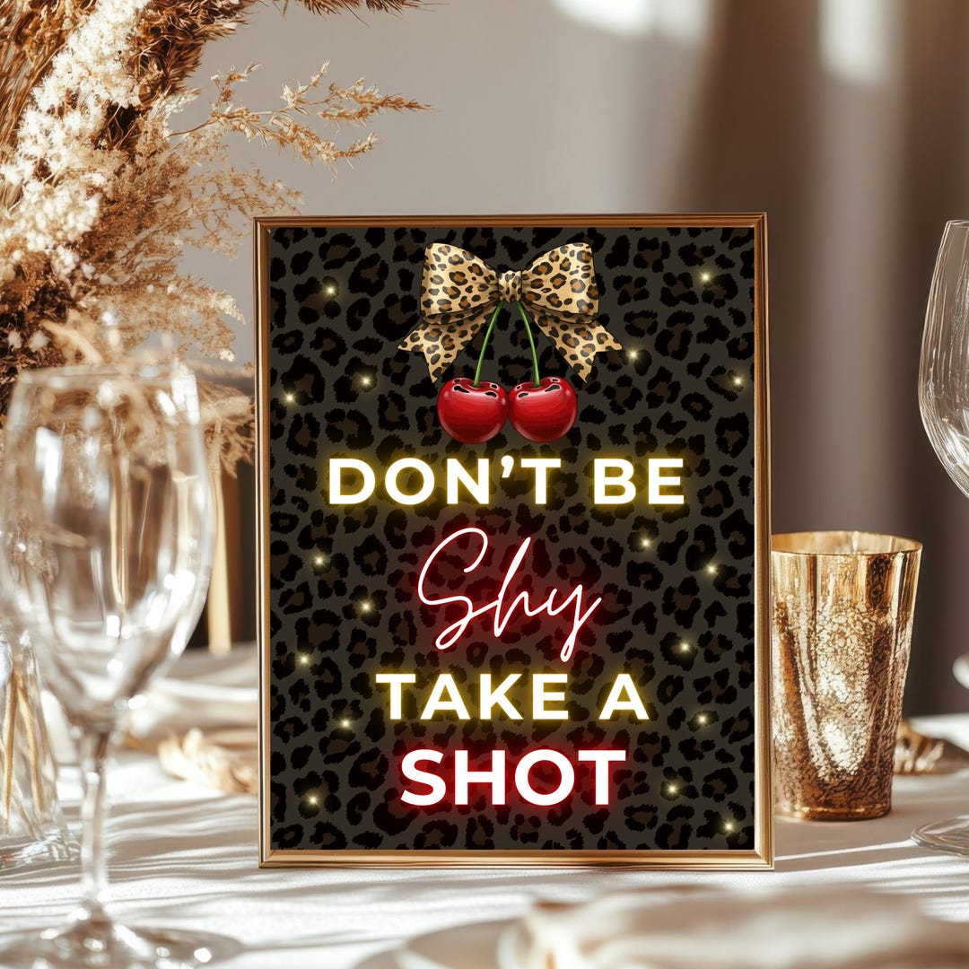 Leopard Print Take a Shot Sign: Bachelorette Party Decor (printable ...