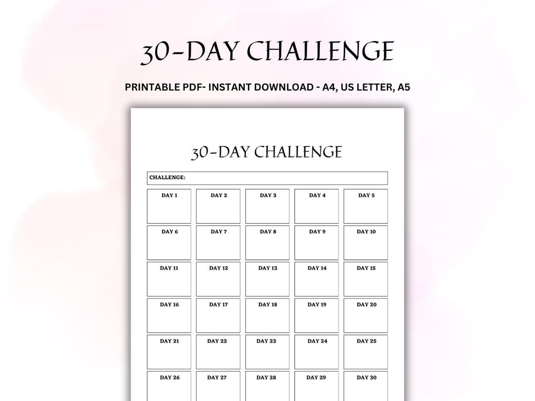 30 Day Challenge Planner, Challenge Planner for Habits, Daily ...