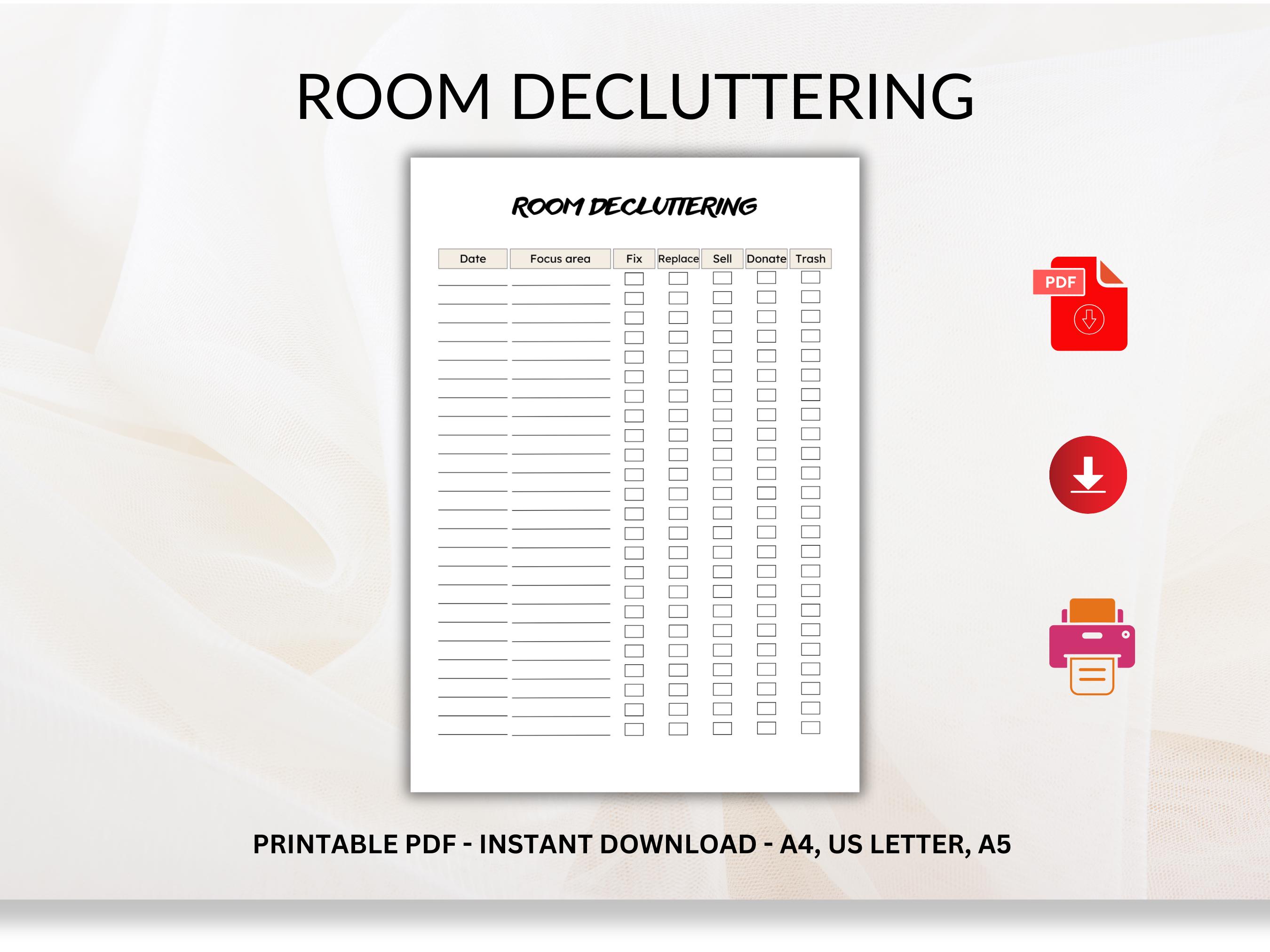Room Decluttering Checklist: Printable Guide & Tracker (digital ...