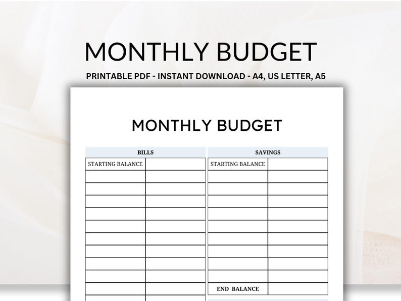 Printable Monthly Budget Planner: Expense Tracker (PDF) - Etsy