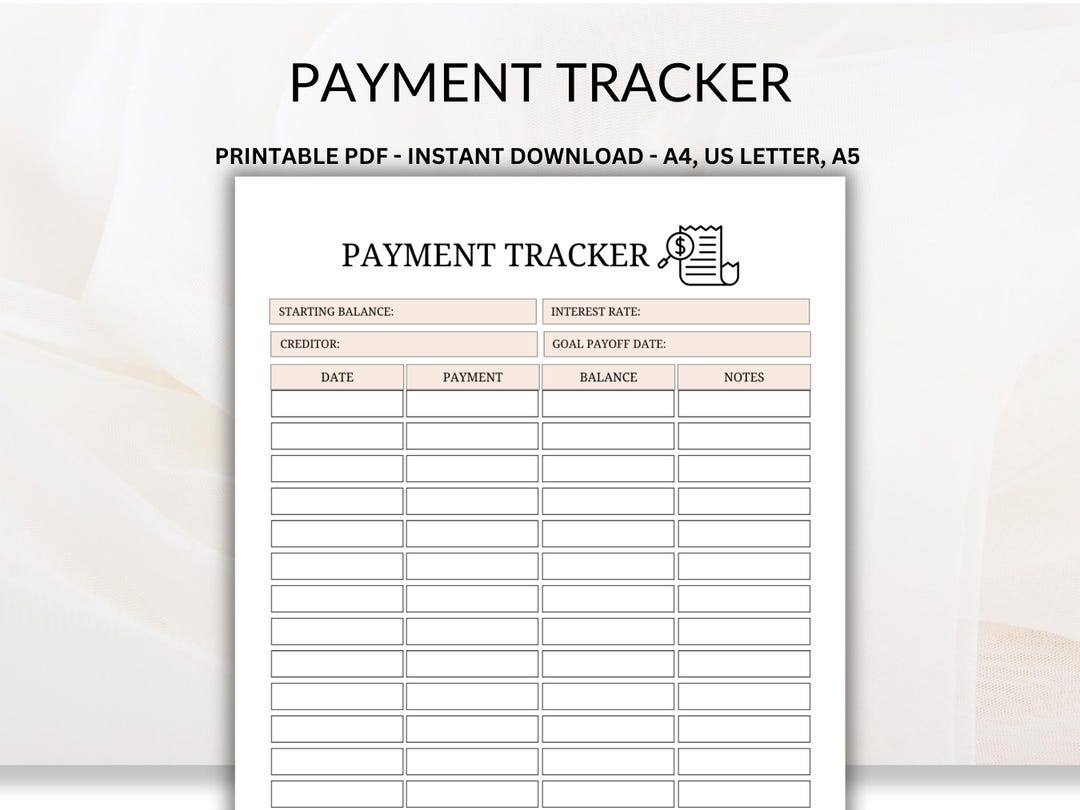 Bill Payment Tracker Printable, Payment Checklist, Invoice Tracker ...