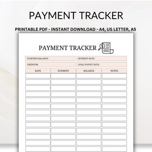 Bill Payment Tracker Printable, Payment Checklist, Invoice Tracker ...