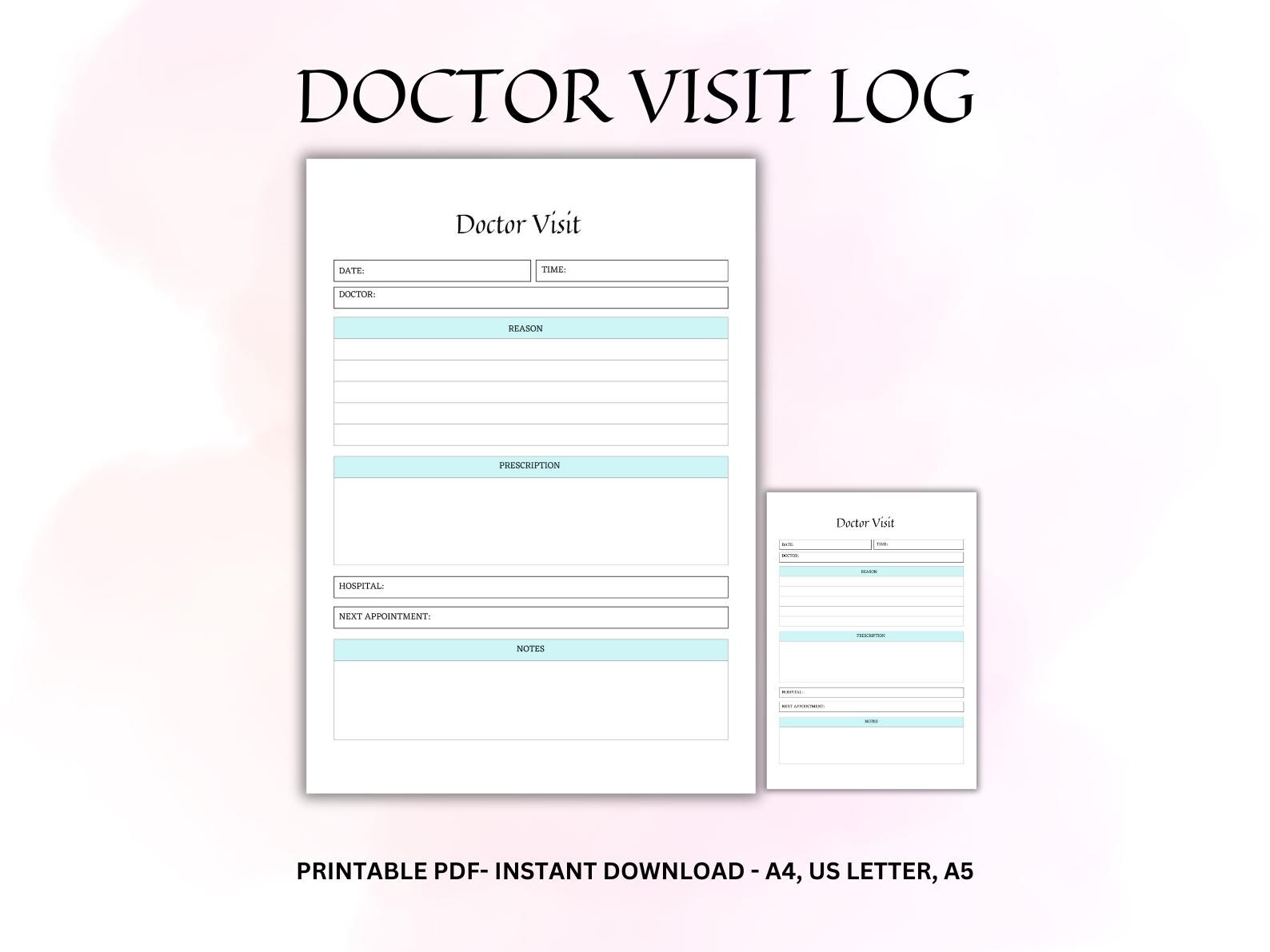 Doctor Visit Tracker, Doctor Visit Log, Medical Tracker, Health ...