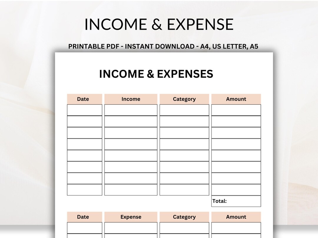 Income Expenses Overview Printable, UNDATED Income Planner Printable ...