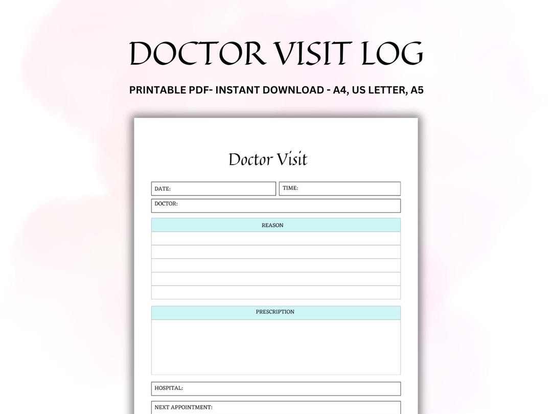 Doctor Visit Tracker, Doctor Visit Log, Medical Tracker, Health ...