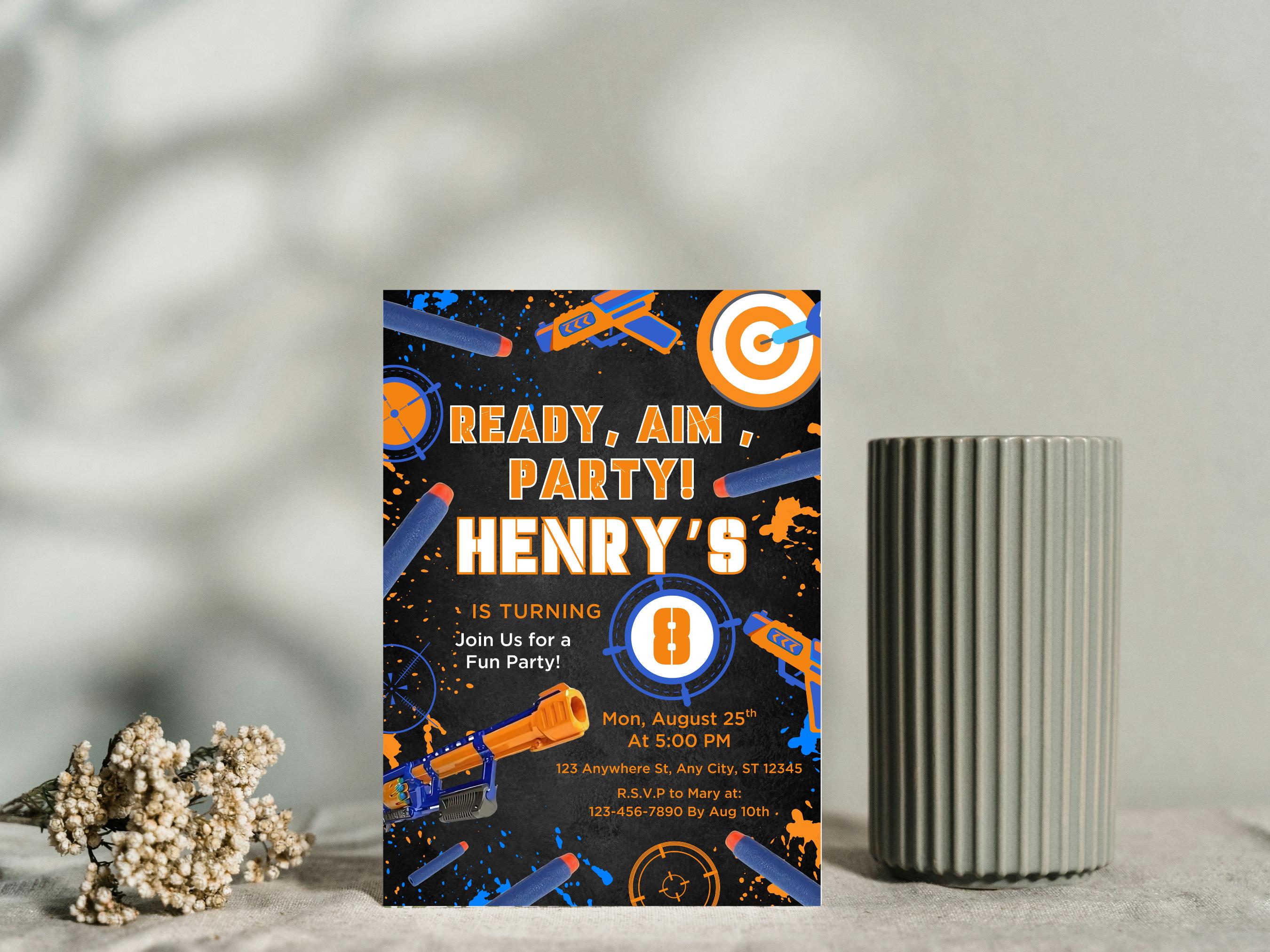 Editable Nerf Birthday Invitation, Dart Gun Party (digital Download) - Etsy