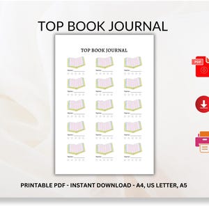 Printable Book Journal: Reading Tracker, Review Pages (PDF) - Etsy