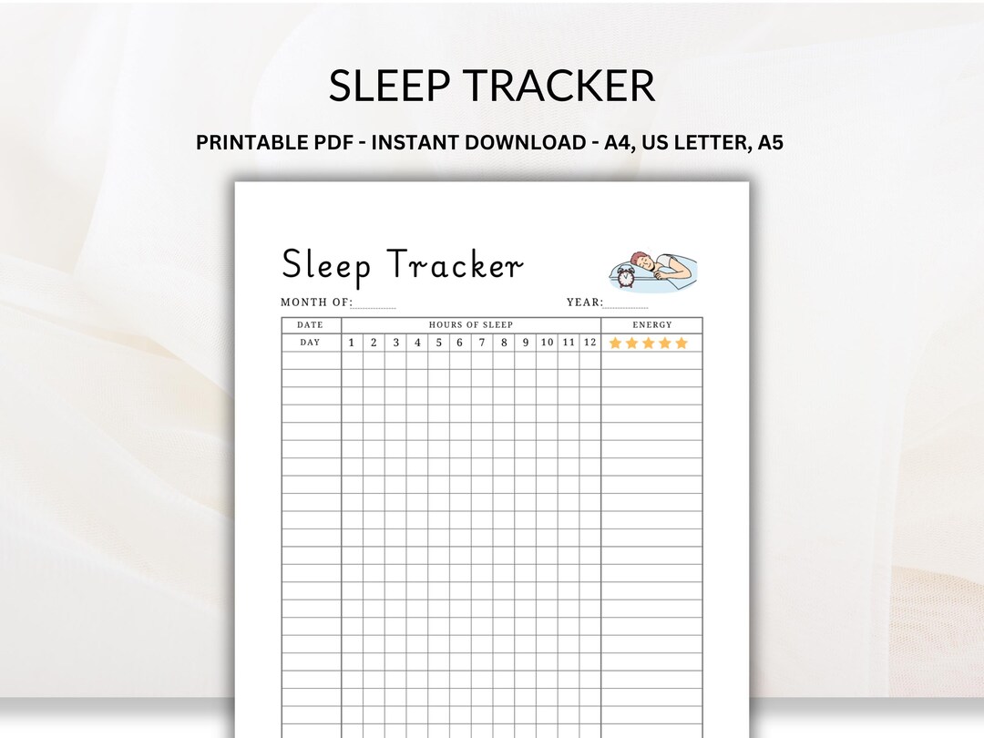 24 Hour Sleep Tracker, Monthly Sleep Tracker, Sleep Tracker Printable ...