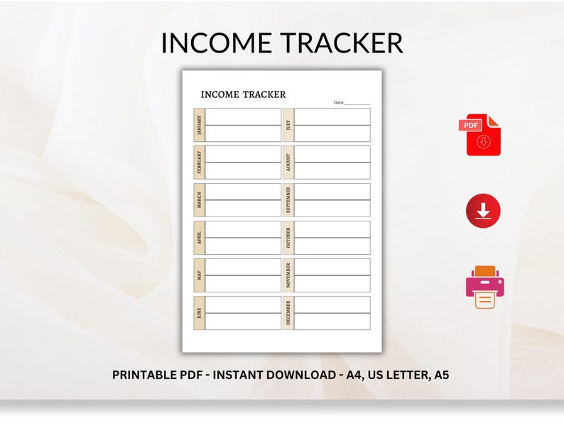 Printable Income and Expense Tracker: Budget Planner (A4/A5/US) (PDF ...