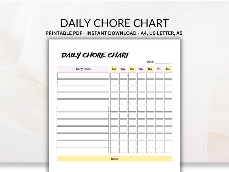 Editable Cleaning Schedule Checklist: Family Chore Chart (printable PDF ...