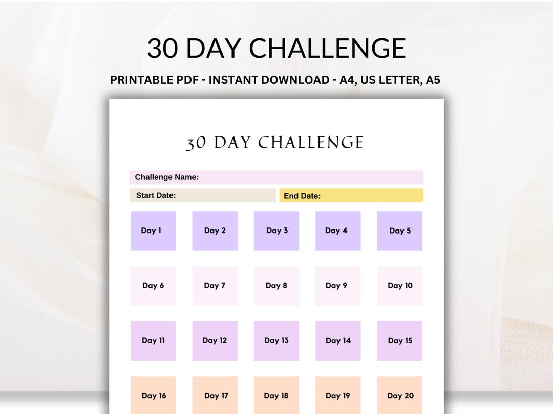 30 Day Challenge Printable Journal, Choose Your Challenge, Fitness ...