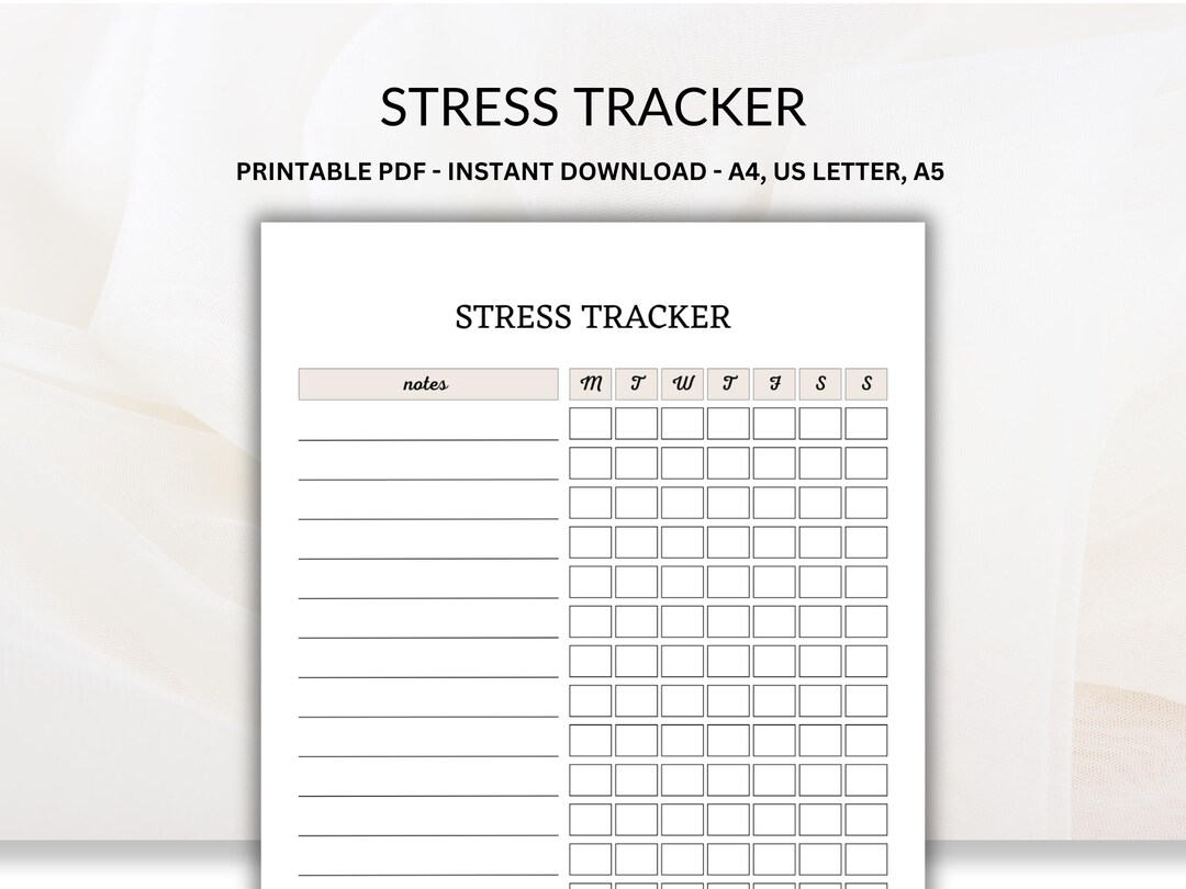 Printable Stress Tracker: Daily, Weekly, Monthly (PDF Download) - Etsy UK