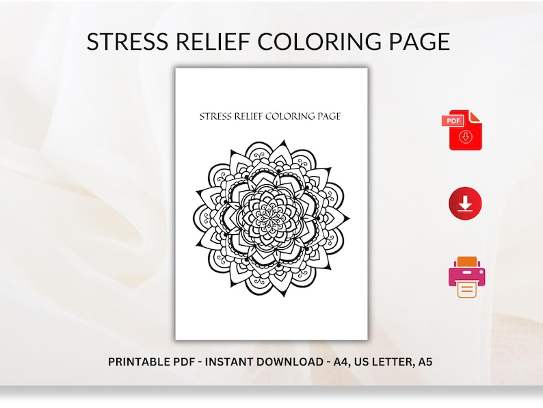 Stress Relief Coloring Page, Stress Level Tracker, Anxiety Journal ...