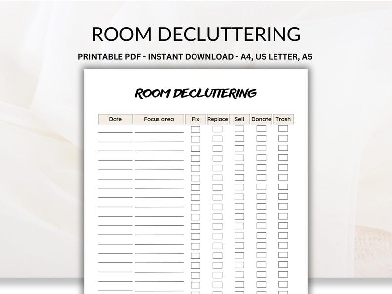 Declutter Challenge Planner Printable, Decluttering Checklist ...