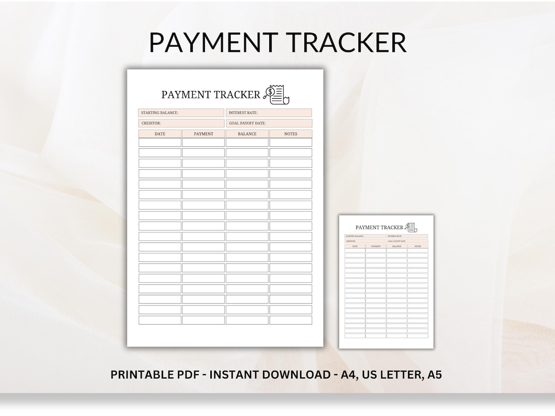 Bill Payment Tracker Printable, Payment Checklist, Invoice Tracker ...