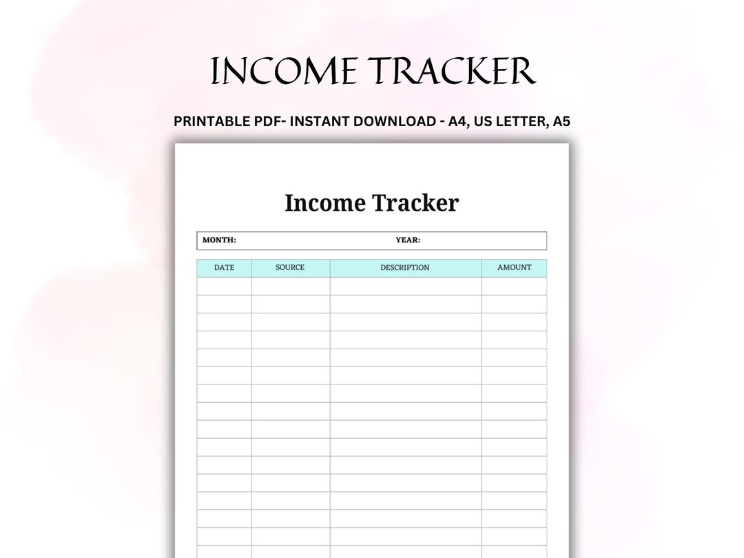 Income Tracker Printable, Income Tracker for Entrepreneurs, Money ...