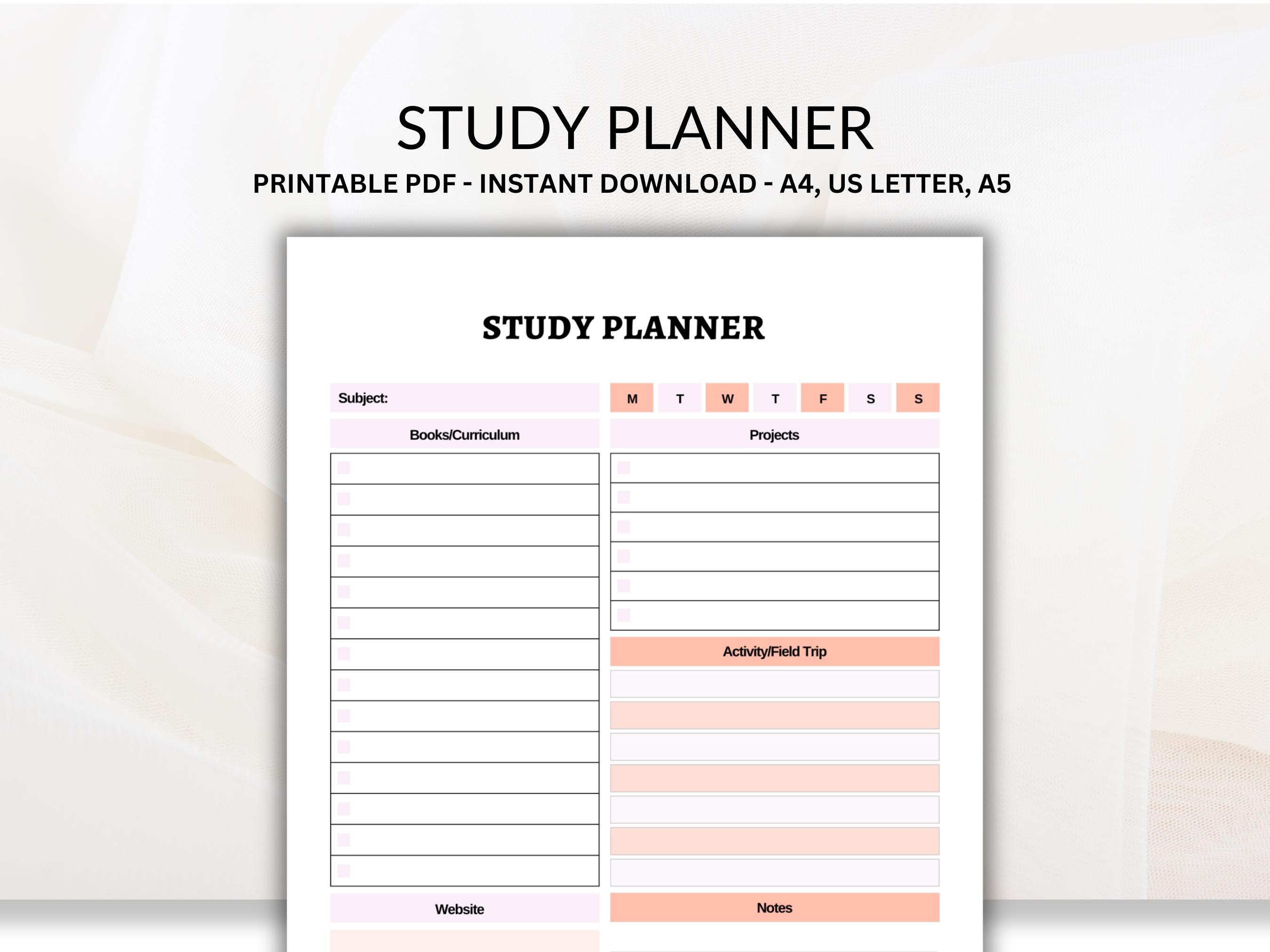 Student Planner Printable, Academic Planner, Semester Planner, College ...