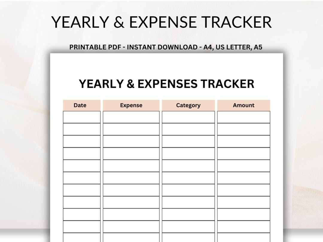 Yearly Expenses Overview Printable, UNDATED Yearly Planner Printable ...