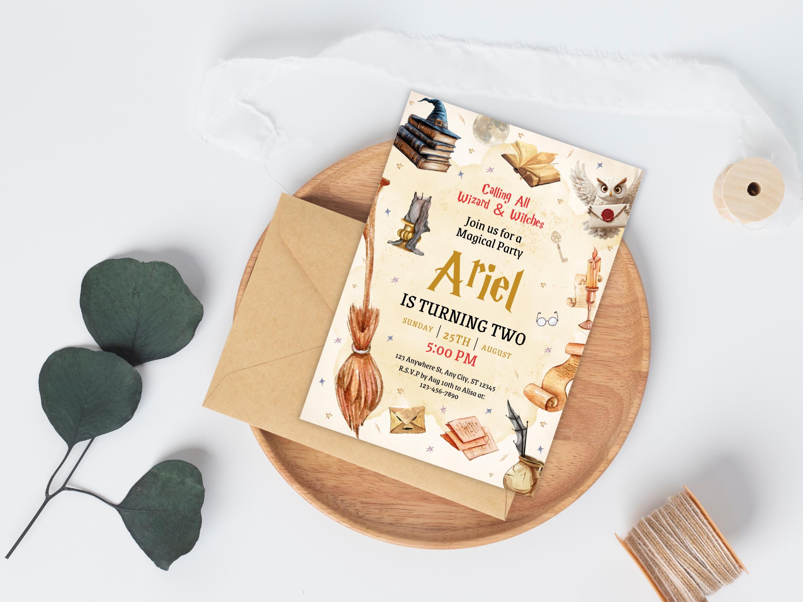 Editable Wizard Birthday Invitation: Magical Watercolor Party (digital ...