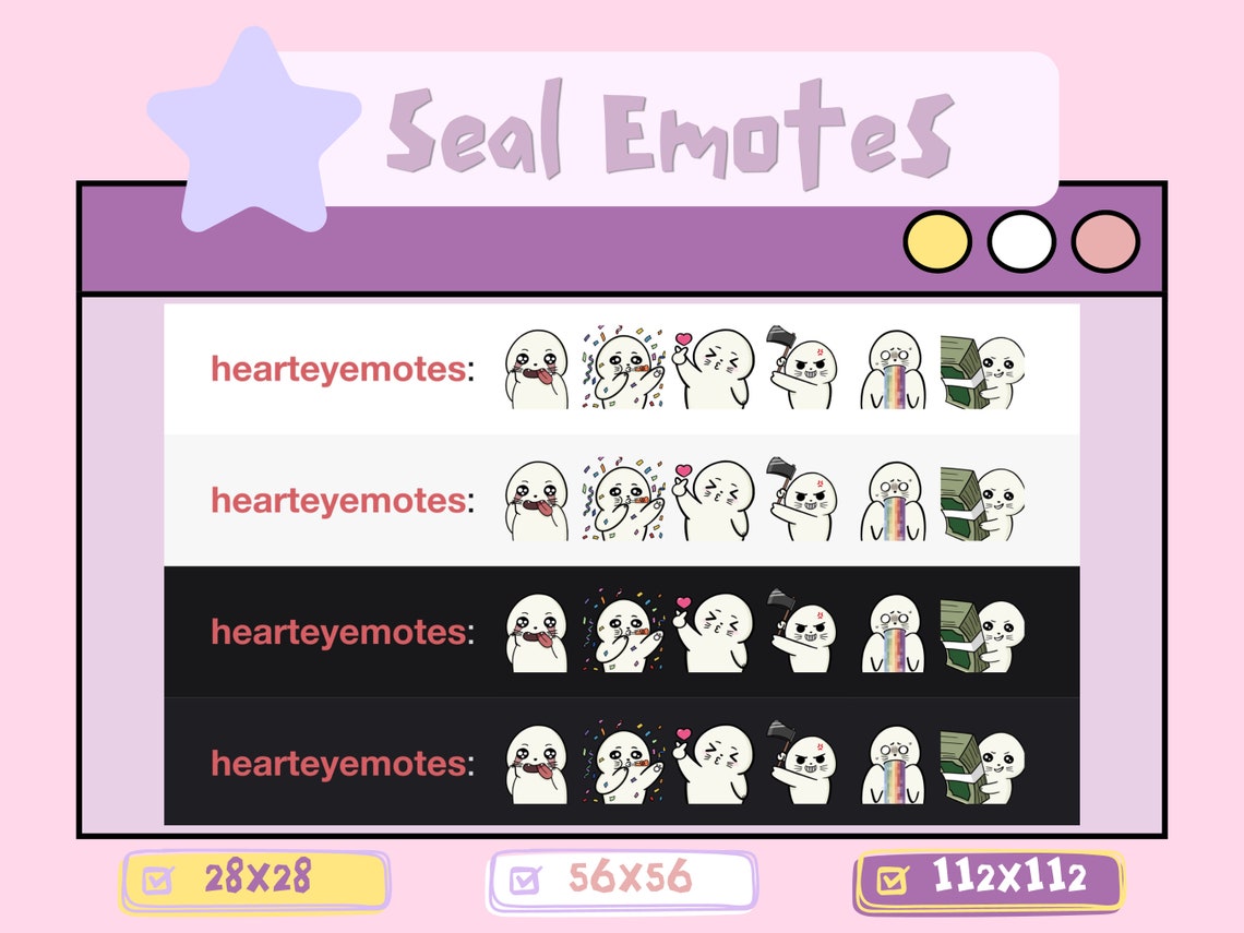 Kawaii Seal Emotes - Twitch, Discord, Youtube | Cute Chibi Emote Pack ...