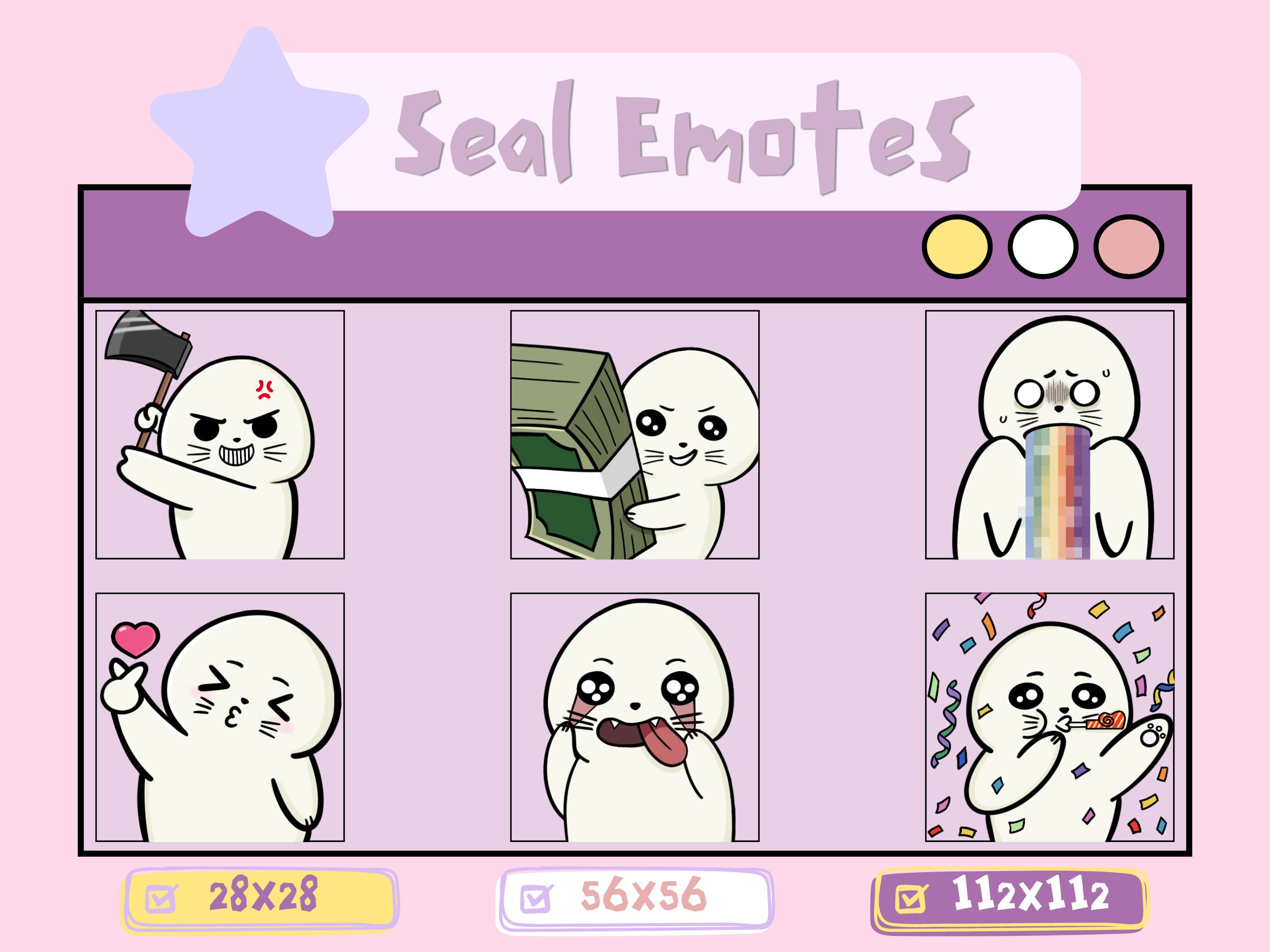 Kawaii Seal Emotes - Twitch, Discord, Youtube | Cute Chibi Emote Pack ...